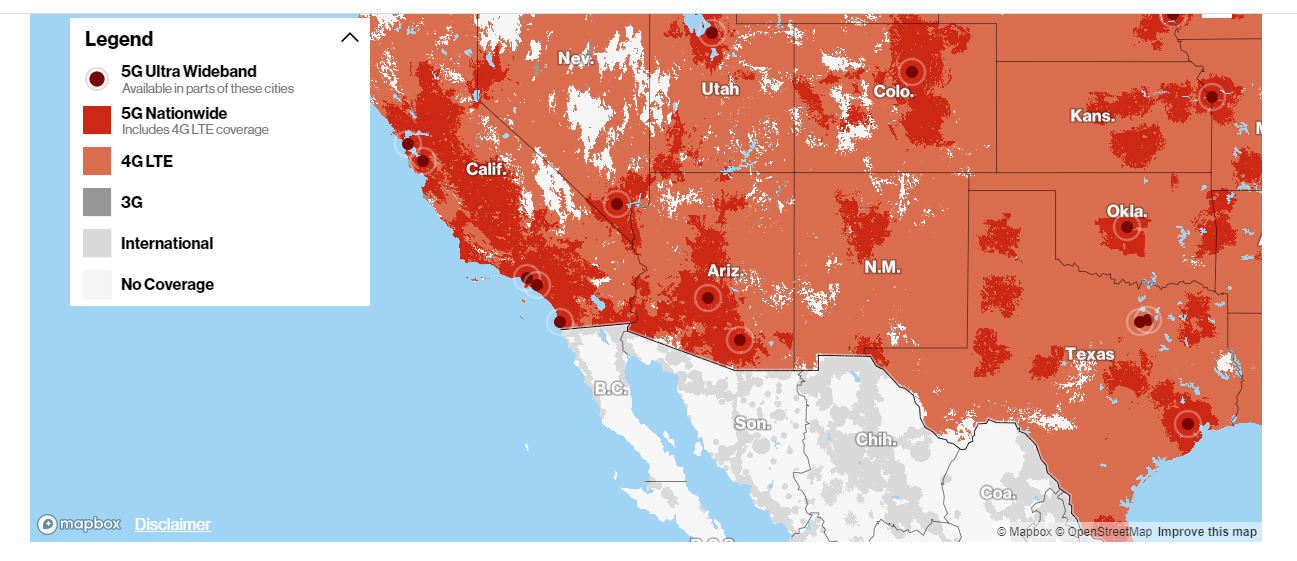 Coverage Map now shows 5G Nationwide : r/verizon